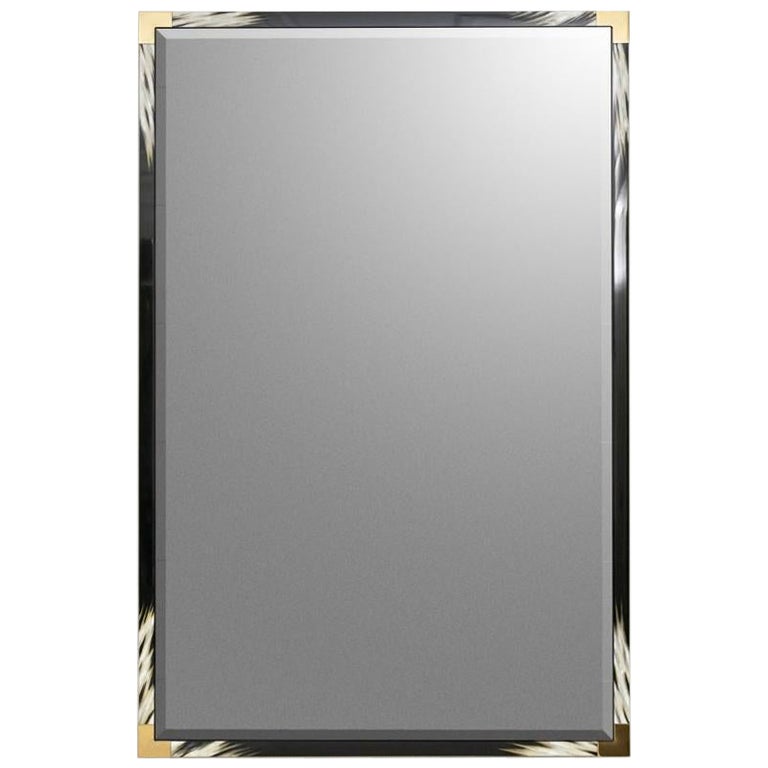 Large Theodore and Alexander Faux Horn Mirror with Brass Accents For ...
