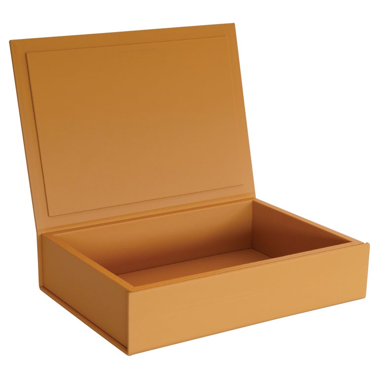 Scandinavian Leather Boxes for Storage, Saffron, Large For Sale at 1stDibs