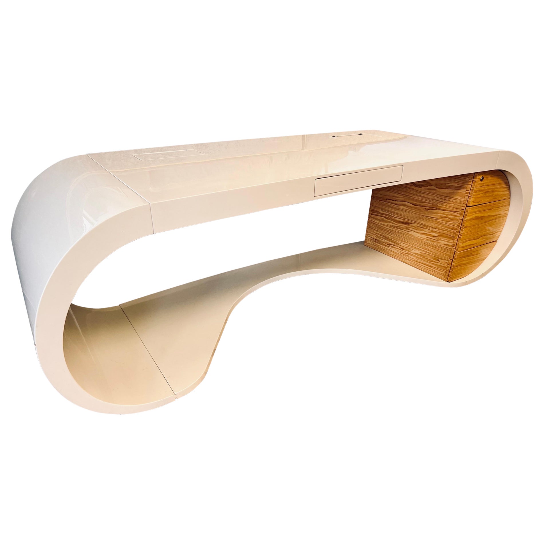 Organically Shaped White Lacquered Sculptural Babini Goggle Desk Table ...