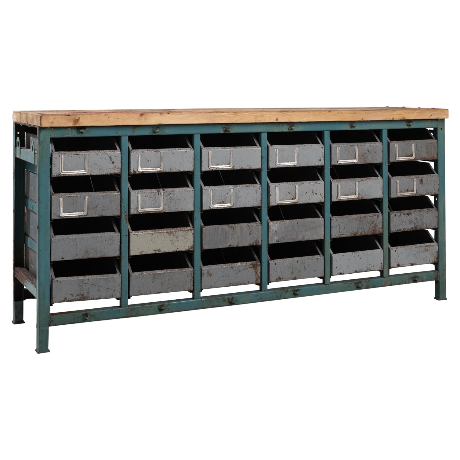 Antique Baker's Table with Hardwood Top Vintage Industrial Workbench ...