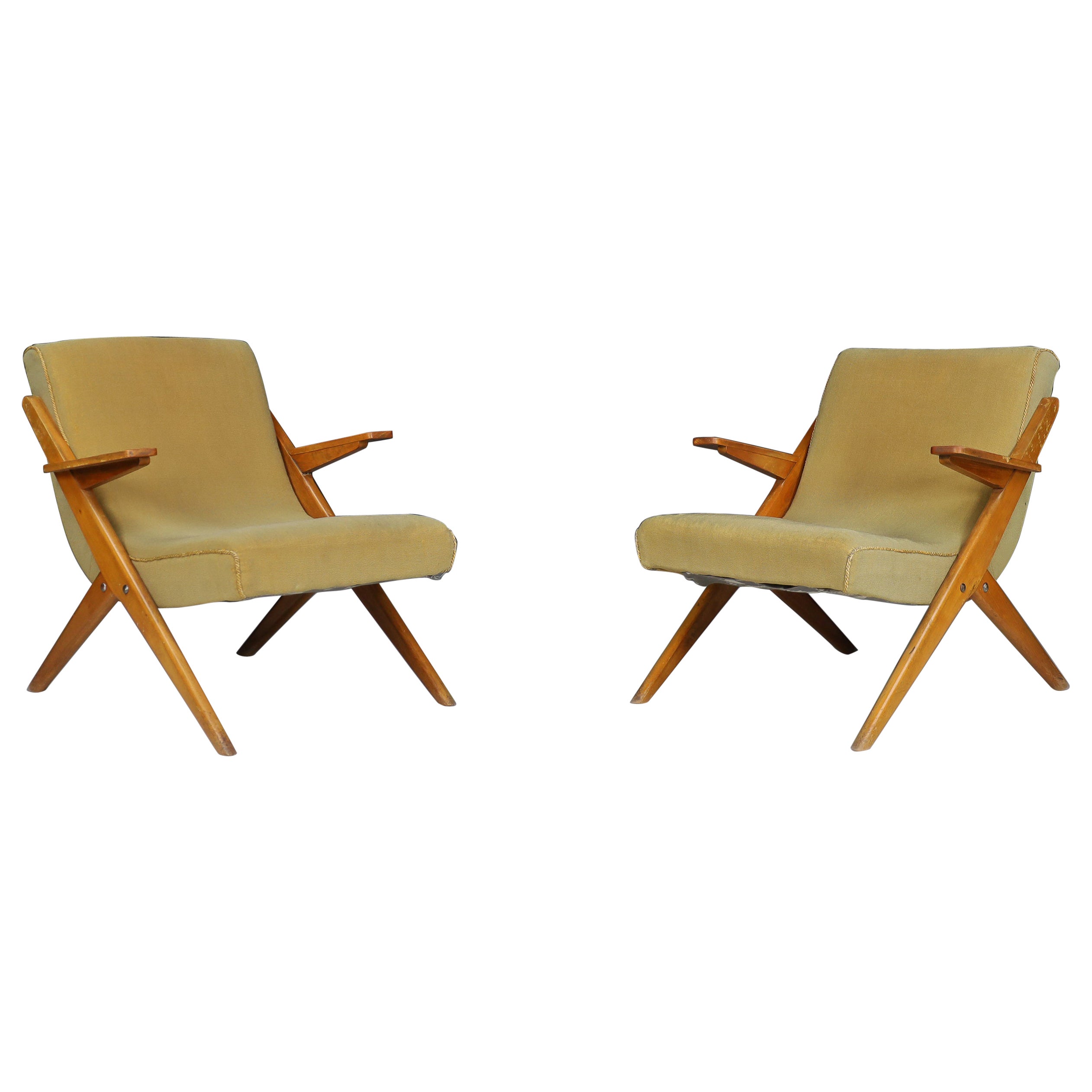 Mid-Century Lolling Chairs Upholstered in Animal Print Upholstery at ...