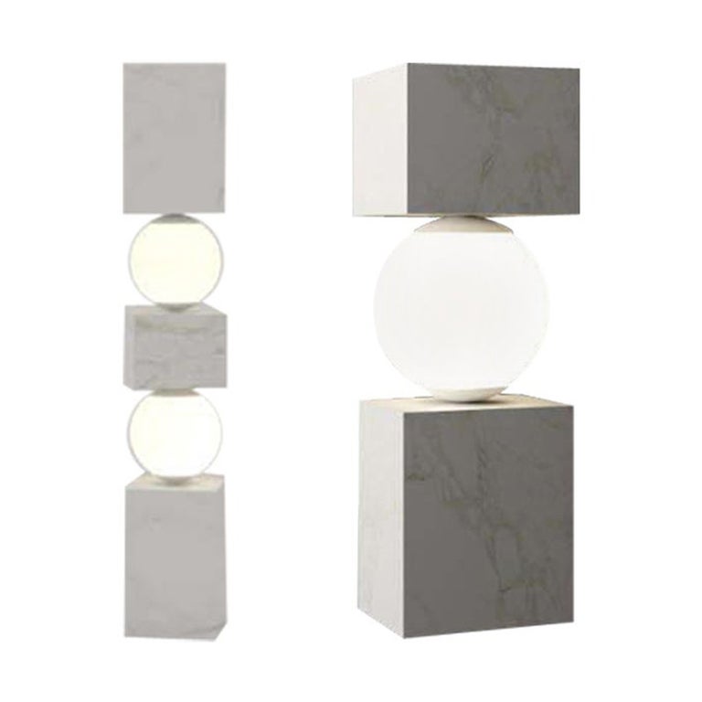 Set of 2, CS TOTEM Floor Lamp and Table Lamp, Calacatta Gold by Sissy ...