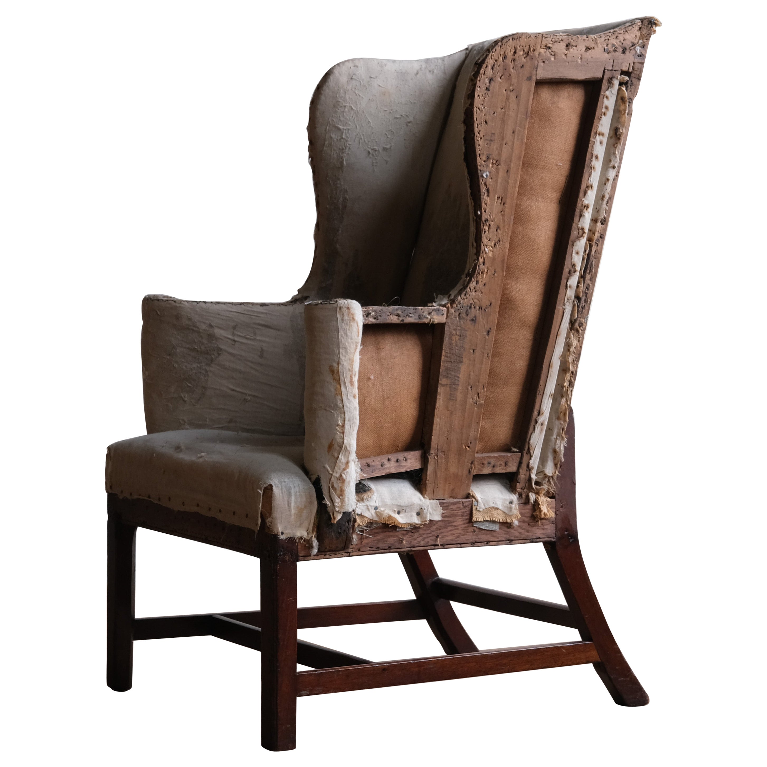 Beautiful Grey Small-Scale Wingback Armchair at 1stDibs