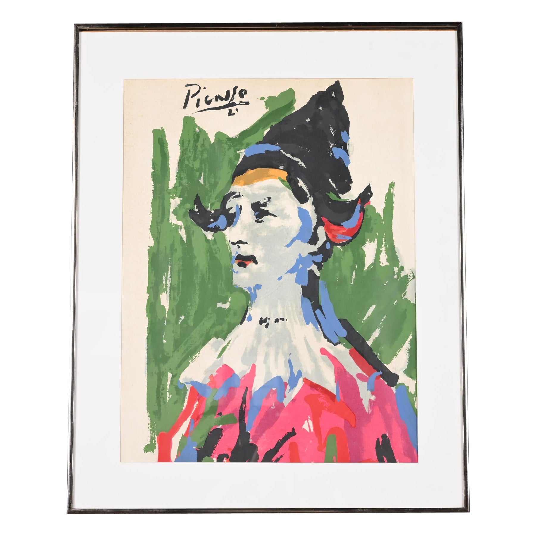 Pablo Picasso Vintage Framed Print of a Jester or Harlequin at 1stDibs