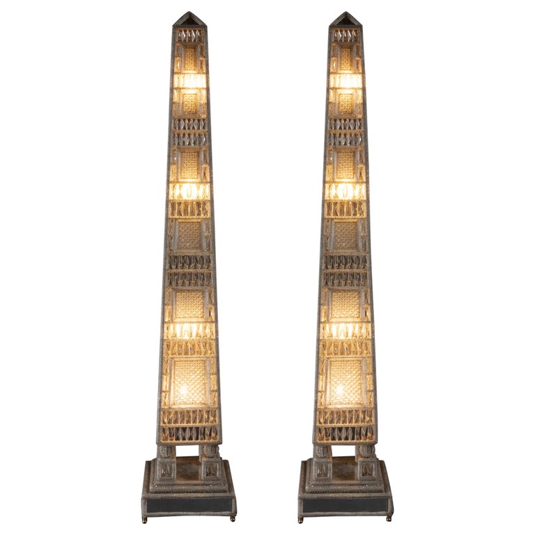 Pair of Monumental and Elegant Obelisk-Shaped Floor Lamps For Sale at ...