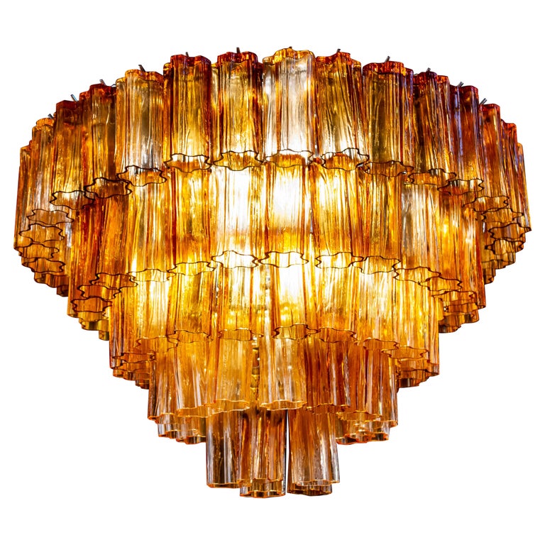 Modern Amber and Ice Color Murano Glass Chandelier or Flush Mount, 1970 ...