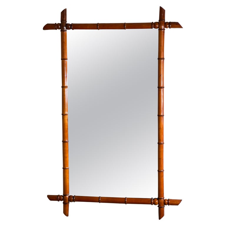French Large Faux Bamboo Mirror For Sale at 1stDibs