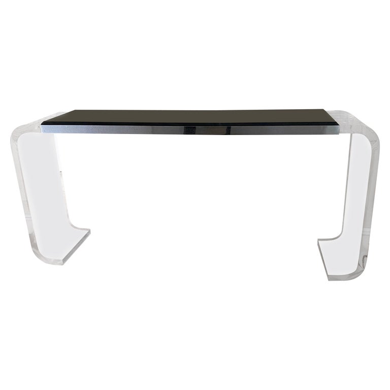 20th Century Acrylic, Chrome and Quartz Waterfall Console Table For ...