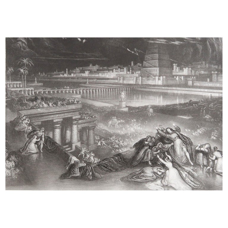 Mezzotint by John Martin, Fall of Babylon, Sangster, circa 1850 For ...