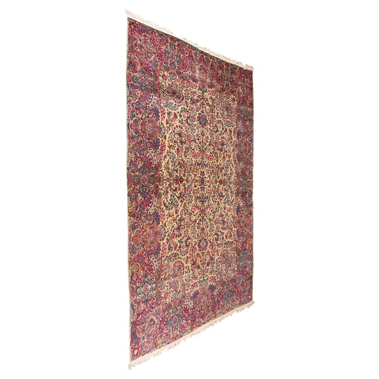 Persian Kirman Semi-Antique Hand Knotted Palace Size Wool Rug, circa ...