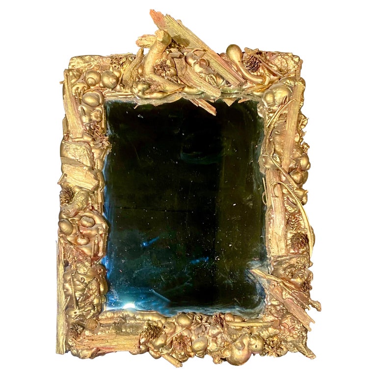 20th Century French Large Unique Mirror Hand Made by Natural Material ...