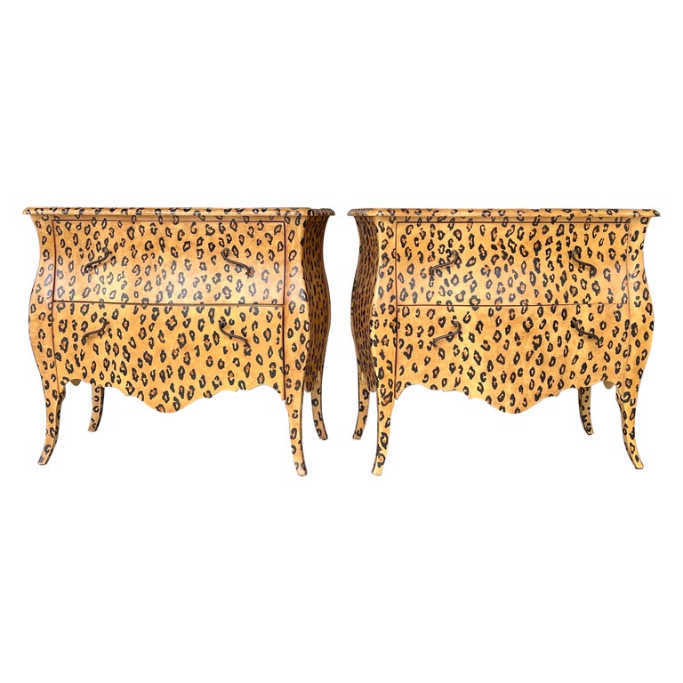 Oscar De La Renta Pair of Leopard Bombe Chests For Sale at 1stDibs