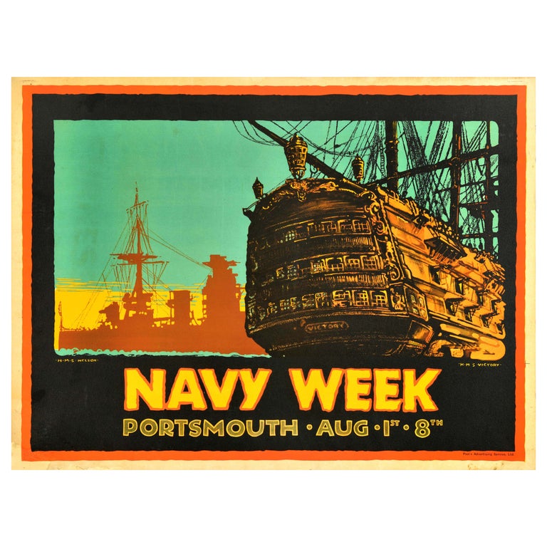 Original Vintage Advertising Poster Navy Week Portsmouth HMS Nelson ...