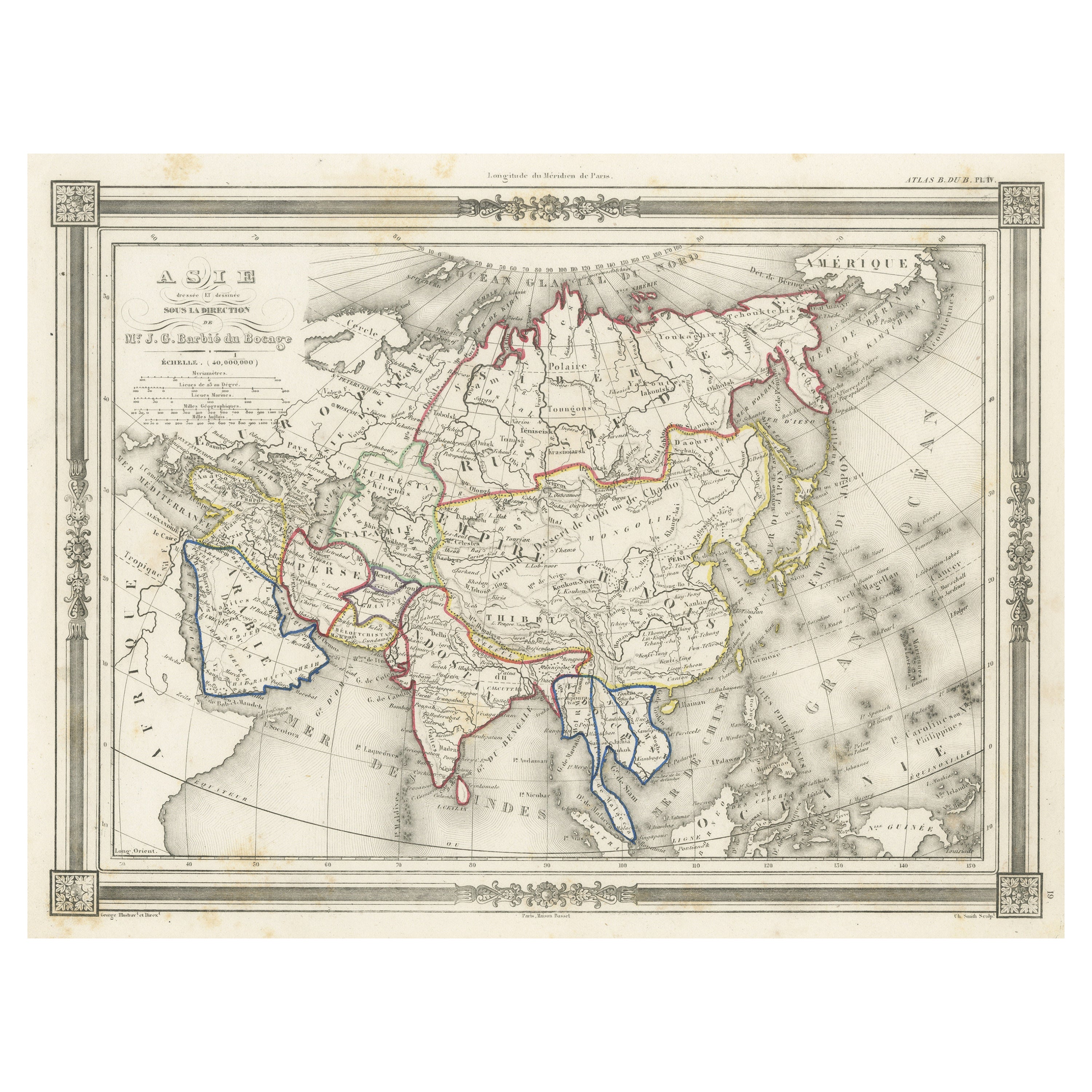 Antique Map of the Empire of Alexander the Great, with Frame Style ...