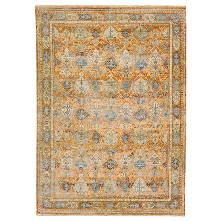 Handmade Apadana's Persian Tabriz Style Wool Rug with Allover Design in ...