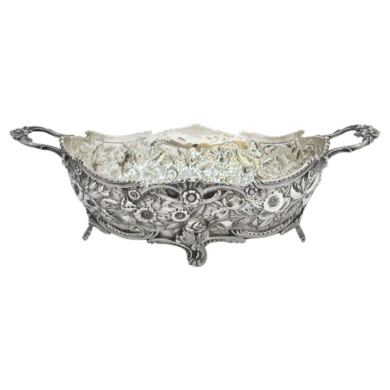 Sterling Silver S Kirk and Son Antique Floral Repousse Serving Bowl ...