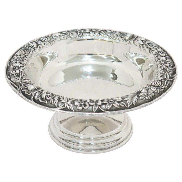 Sterling Silver S. Kirk and Son Antique Floral Repousse Footed Serving ...