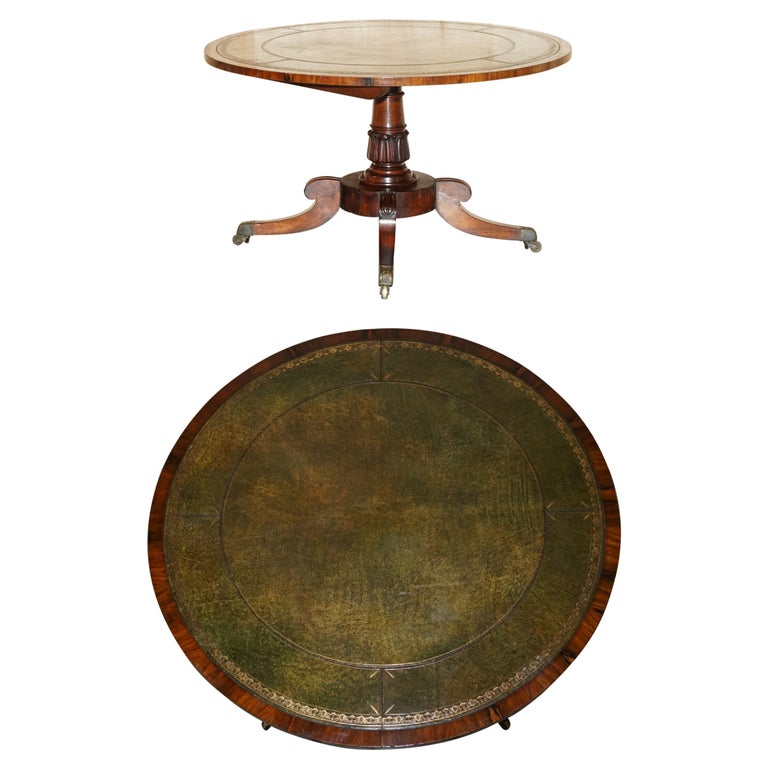 Stunning Antique William IV 1830 Hardwood and Green Leather Library ...