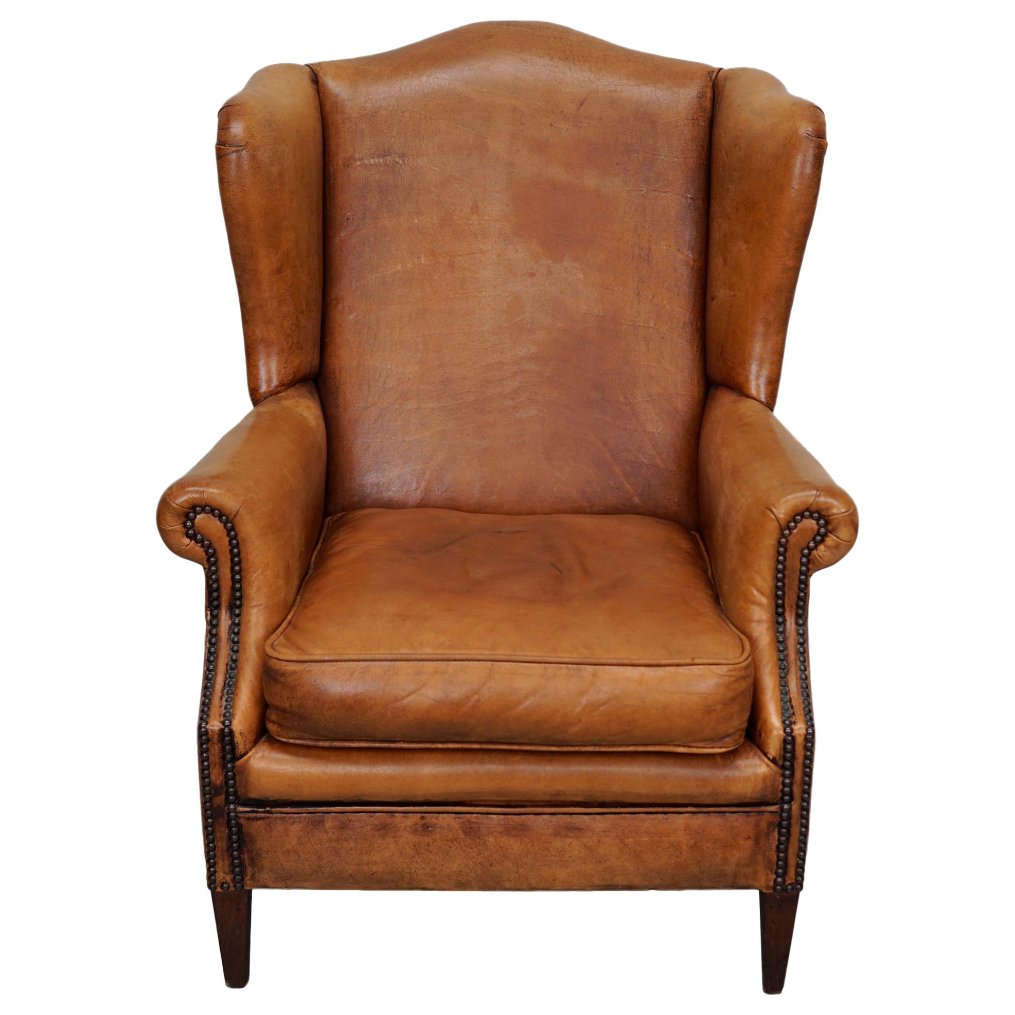 Vintage Cognac Leather Club Chair at 1stDibs