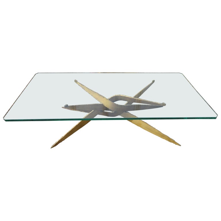 Stylish Silas Seandel Style Torch Cut Steel Coffee Table, 1970’s For ...