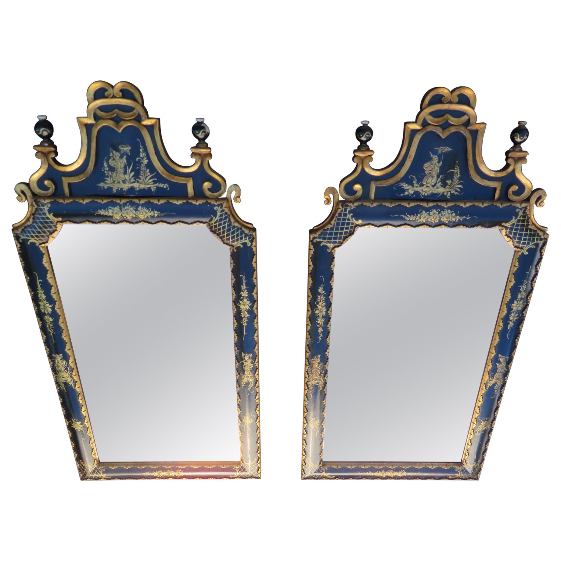 Vintage Black Lacquer Mirror with Gilt Decoration at 1stDibs | black ...