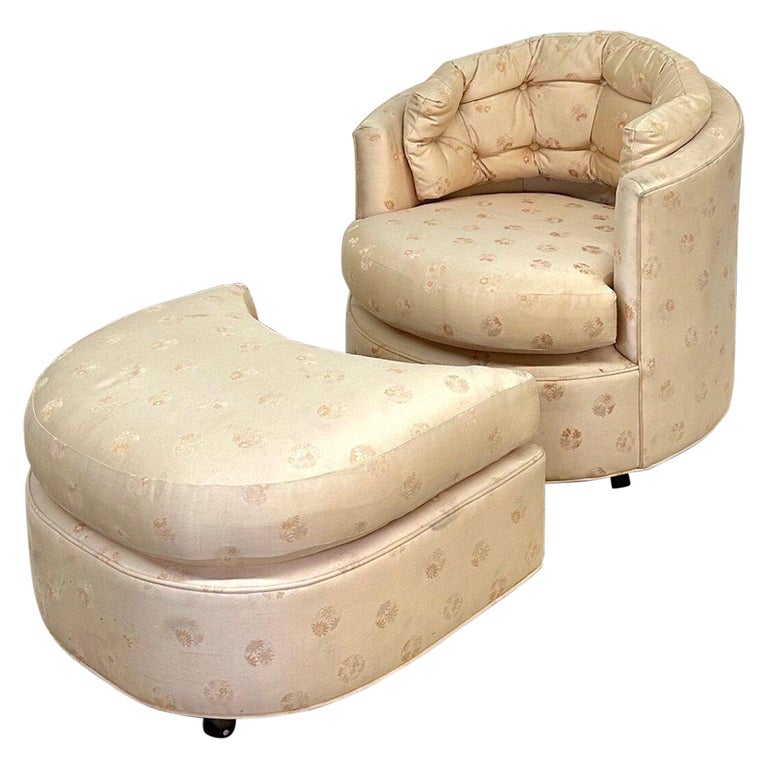 Half moon lounge chair and ottoman For Sale at 1stDibs