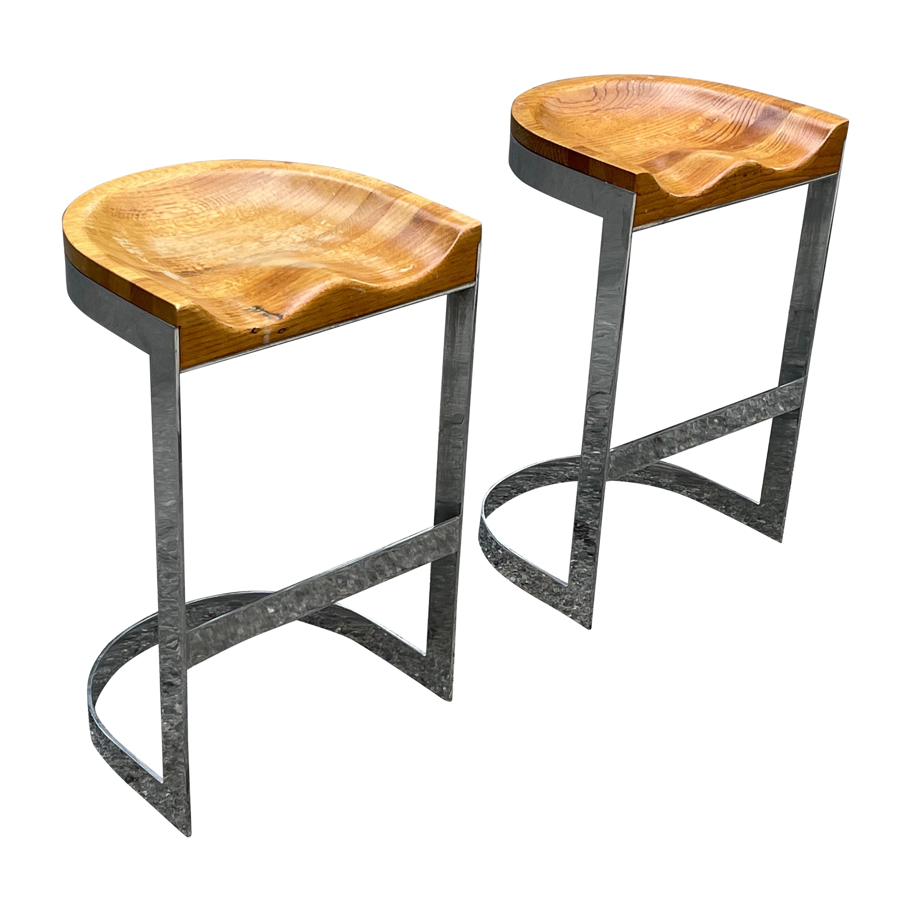 Mid Century Pair of Chrome Paperclip Bar Stools for Kinetics at 1stDibs ...