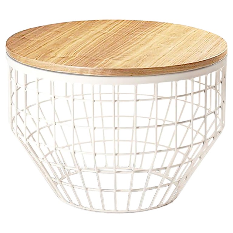 New Air Side Table, Wood Top with White and Natural Oak For Sale at 1stDibs