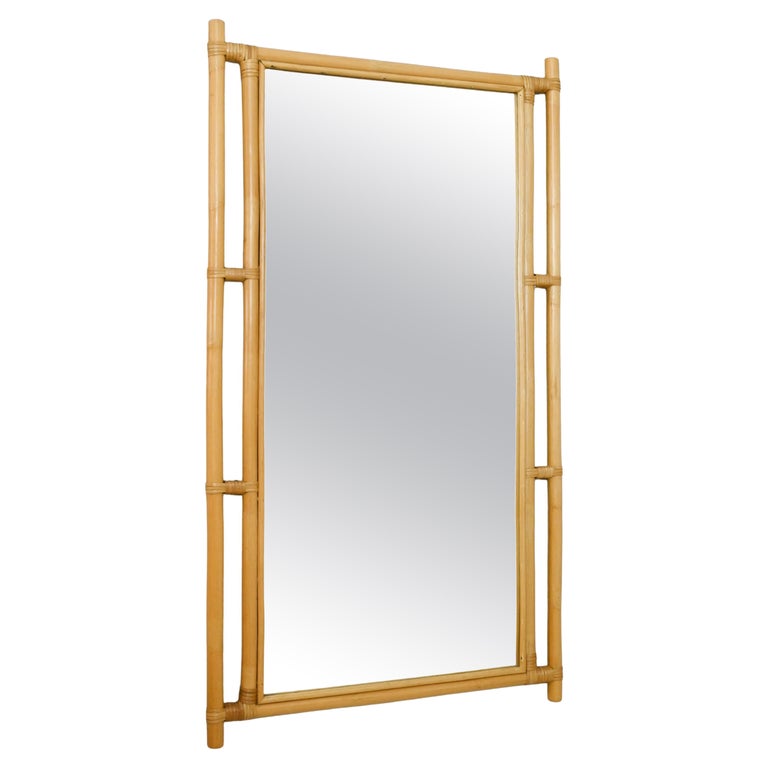 Vintage mirror with bamboo frame For Sale at 1stDibs