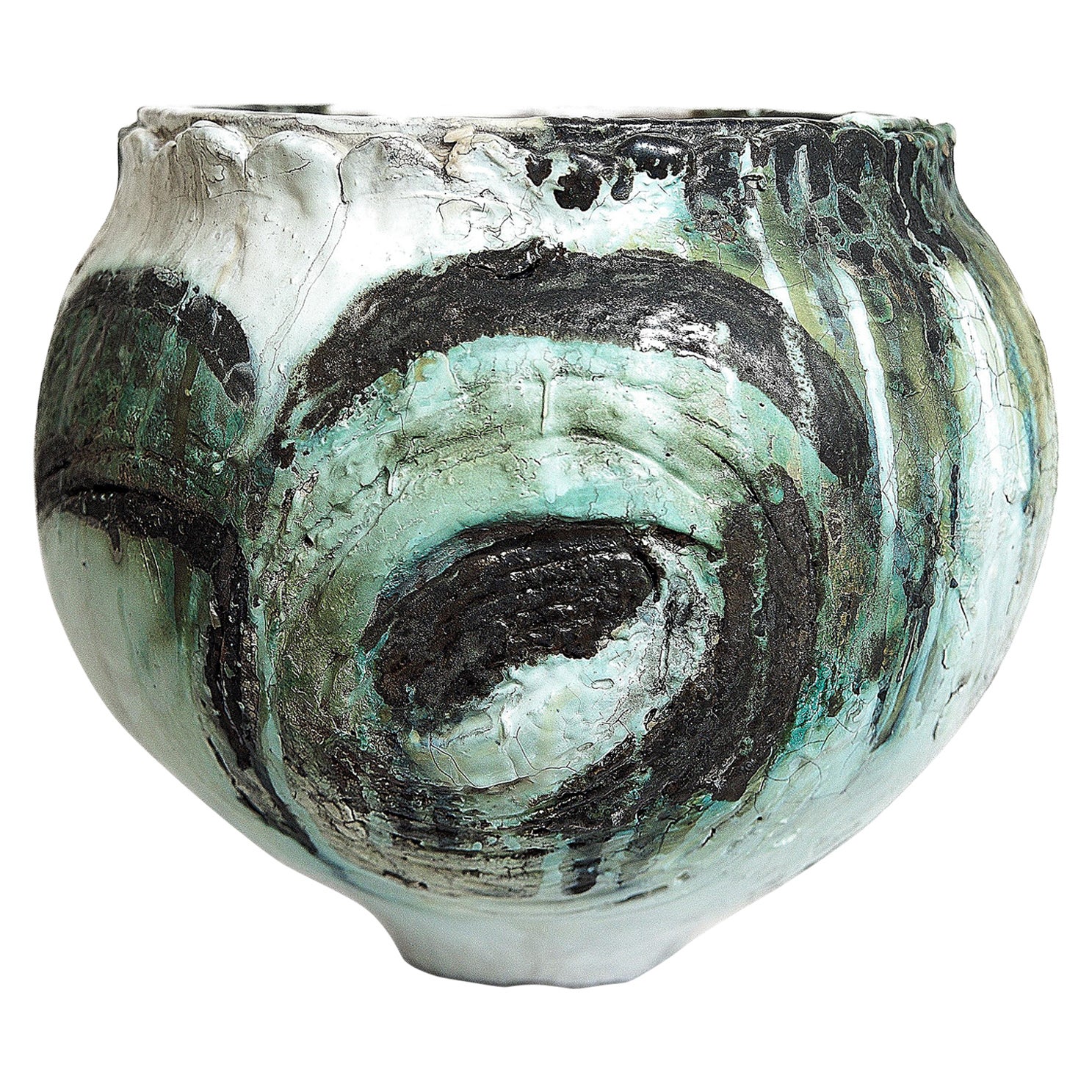 Raku Fire Crackle Moon Jar For Sale at 1stDibs