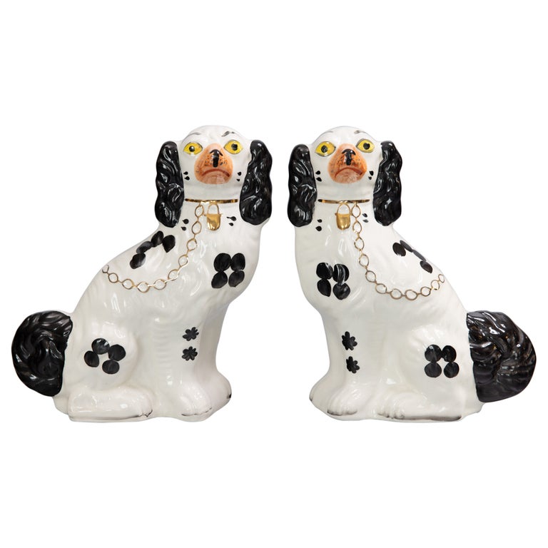 Pair of Large Early 20th C. English Staffordshire Spaniel Dogs For Sale ...