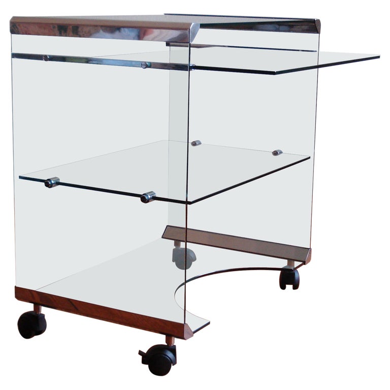 Glass Bar Cart or Serving Table by Gallotti and Radice For Sale at 1stDibs