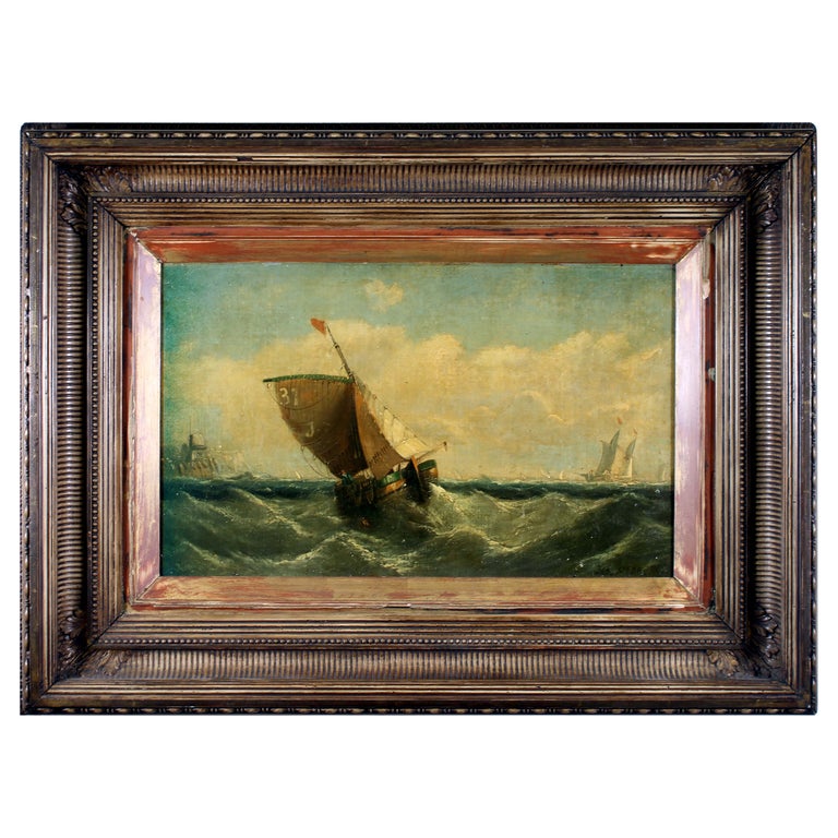 James Webb 19th Century Oil Painting on Board Ship at Sea Framed For ...