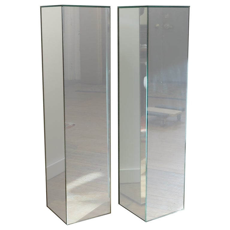 Mirrored Pedestal Stands Pair For Sale at 1stDibs