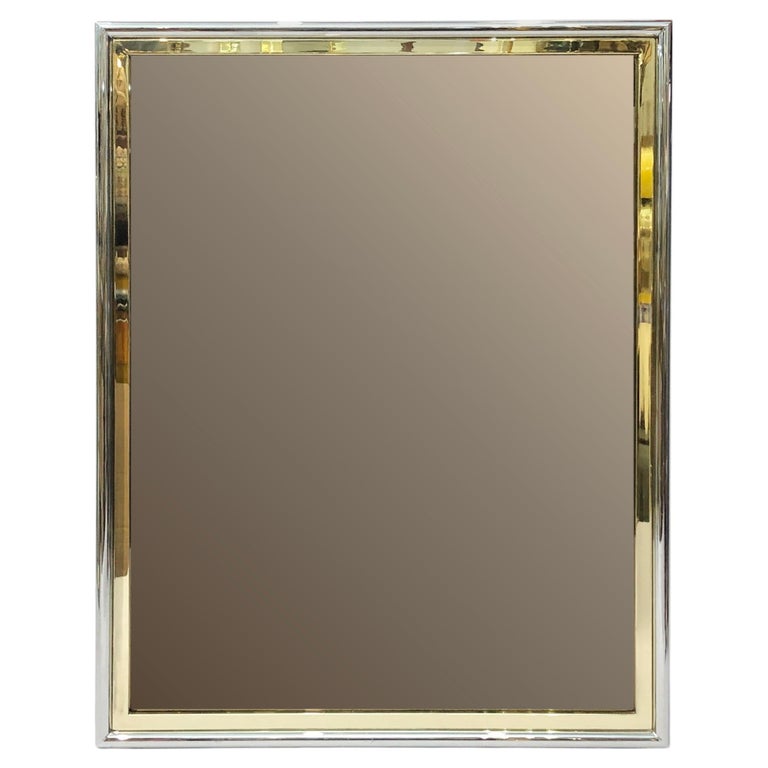 1970s Chrome Gold Plated Smoked Glass Mirror Wall Vintage Hollywood ...