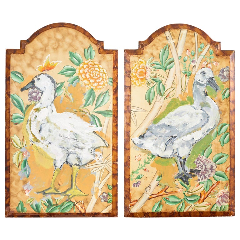 Pair of Lacquered Panel Duck Paintings by Artist Ira Yeager For Sale at ...