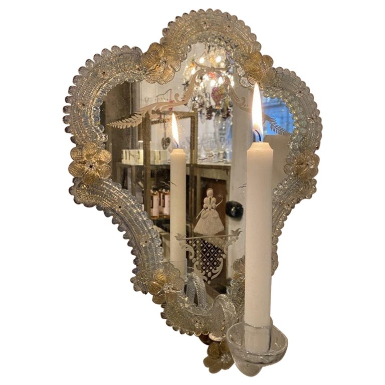 Lovely 1920s Venetian Wall Mirror and Candle Light Sconce For Sale at ...