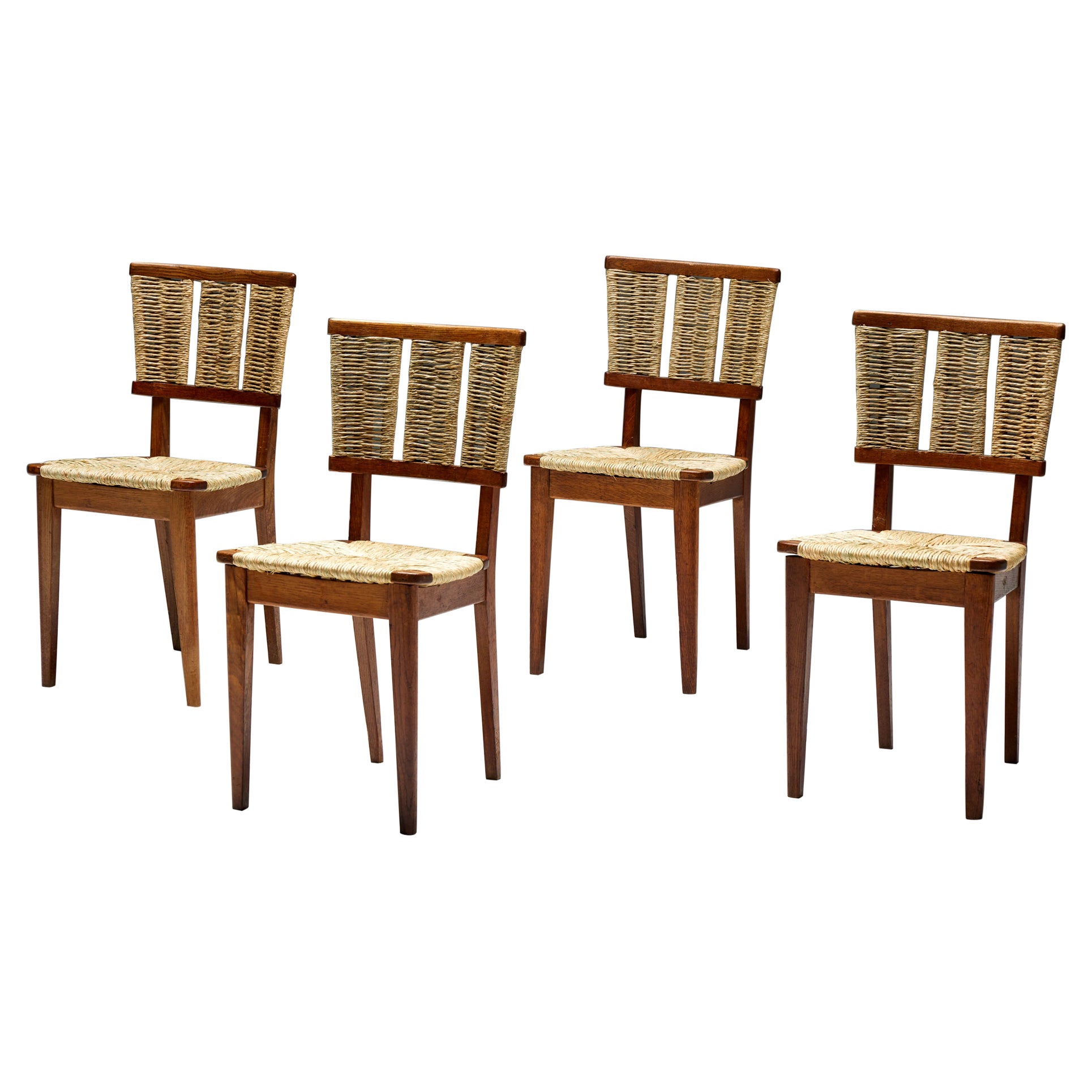 Mart Stam "A2-1" Dining Chairs in Oak and Wicker, 1940s For Sale at 1stDibs
