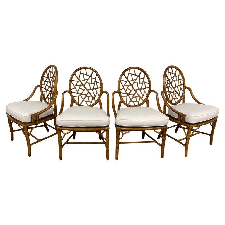 Set of Four Vintage Mc Guire Organic Cracked Ice Chairs For Sale at 1stDibs