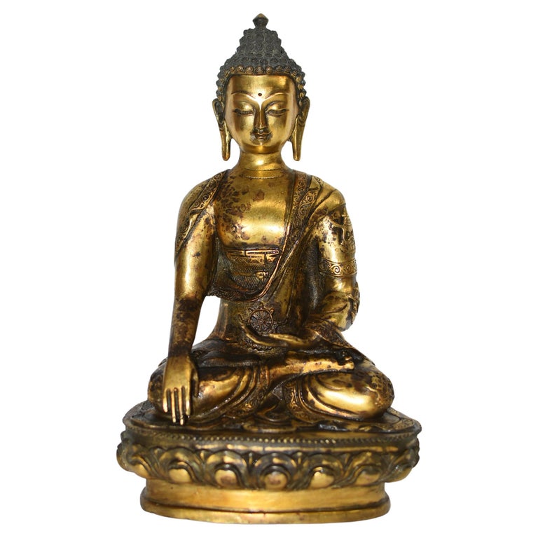 Gilt Bronze Young Buddha Shakyamuni Statue For Sale at 1stDibs