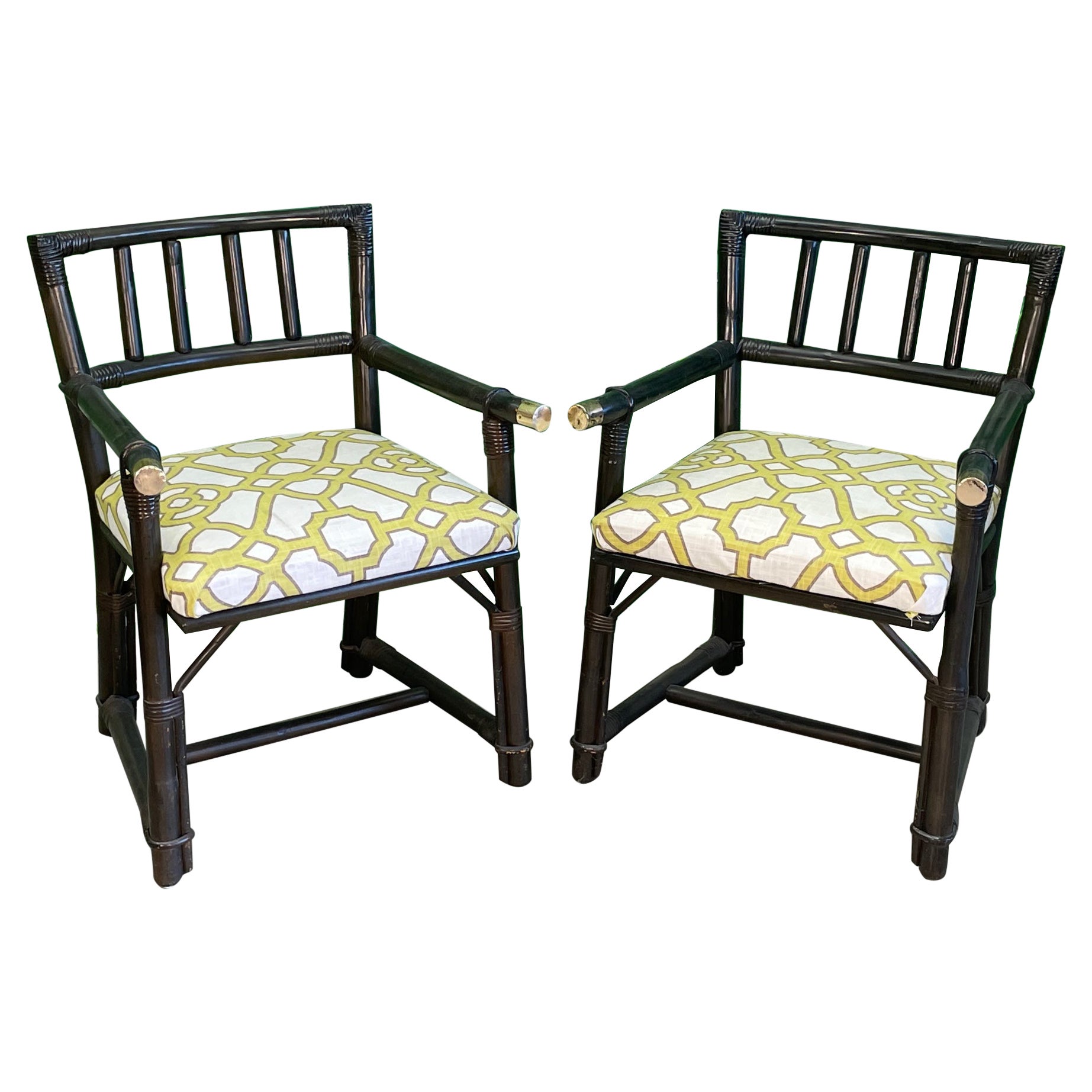 Ficks Reed Rattan Lounge Club Chair Ottoman by John Wisner Campaign ...