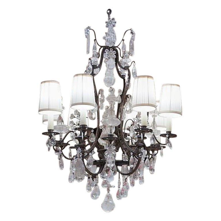 19th Century Antique Rock Crystal Chandelier For Sale at 1stDibs