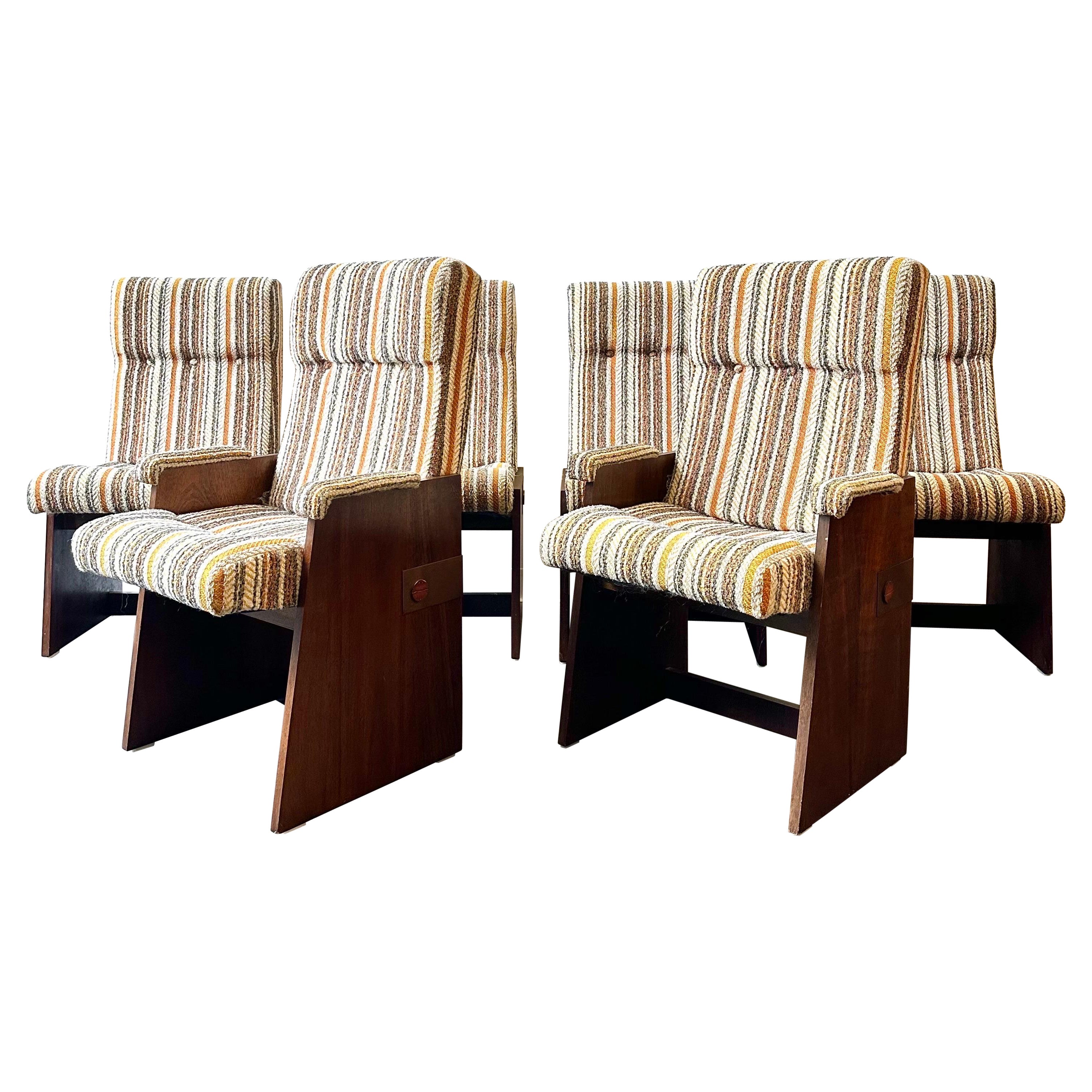 Lane Staccato Brutalist Set of Dining Chairs For Sale at 1stDibs