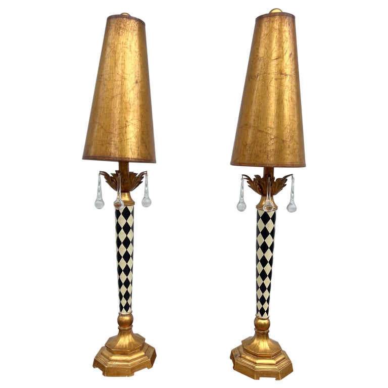 Pair of Vintage 1980s Berman Harlequin Table Lamps For Sale at 1stDibs