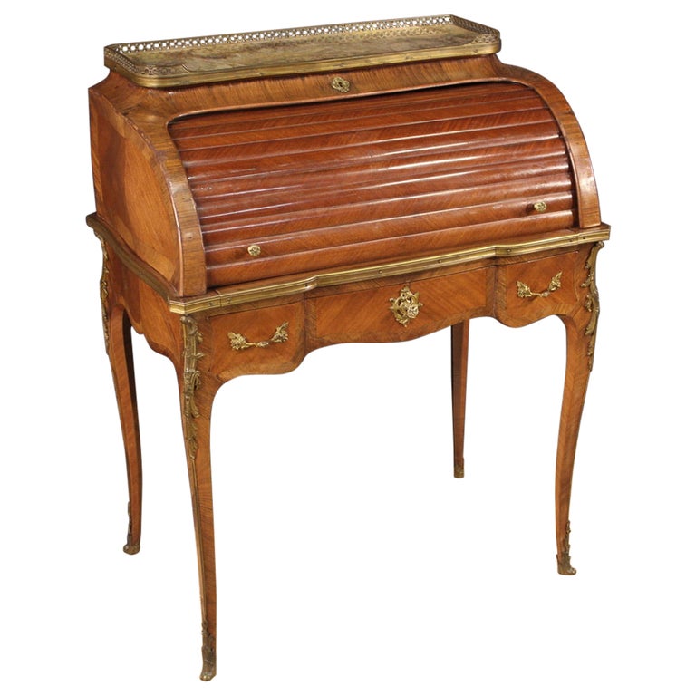 20th Century Wood with Marble Top French Napoleon III Roll-Top Bureau ...