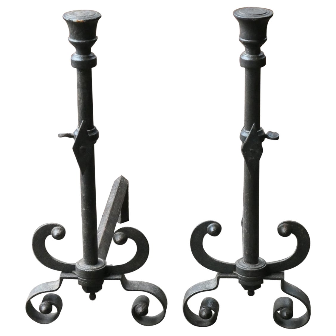 Antique French Louis XV Fire Andirons, 18th Century For Sale at 1stDibs