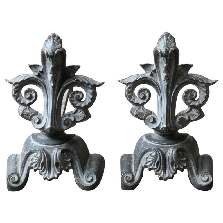 Antique Napoleon III French Andirons, 19th Century For Sale at 1stDibs