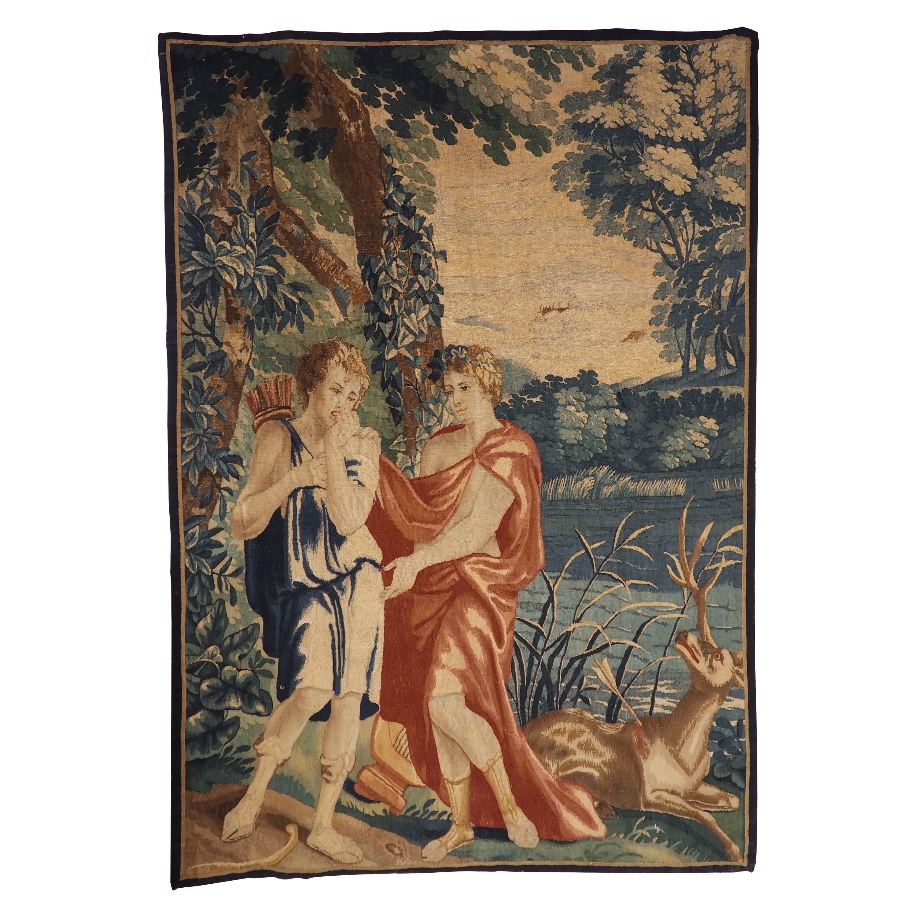 circa 1750 Aubusson Tapestry Fragment with Diana, Apollo, and Acteon as ...