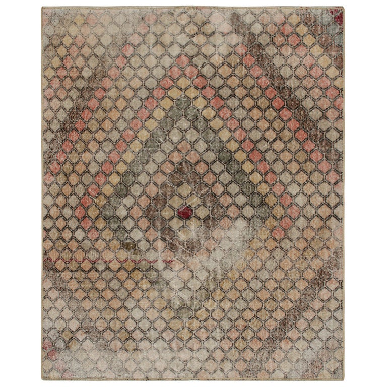 Vintage Zeki Müren Rug in Polychromatic Geometric Patterns, by Rug and ...