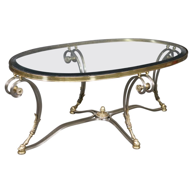 Hollywood Regency Maison Jansen Style Beveled Glass Top Coffee Table ...